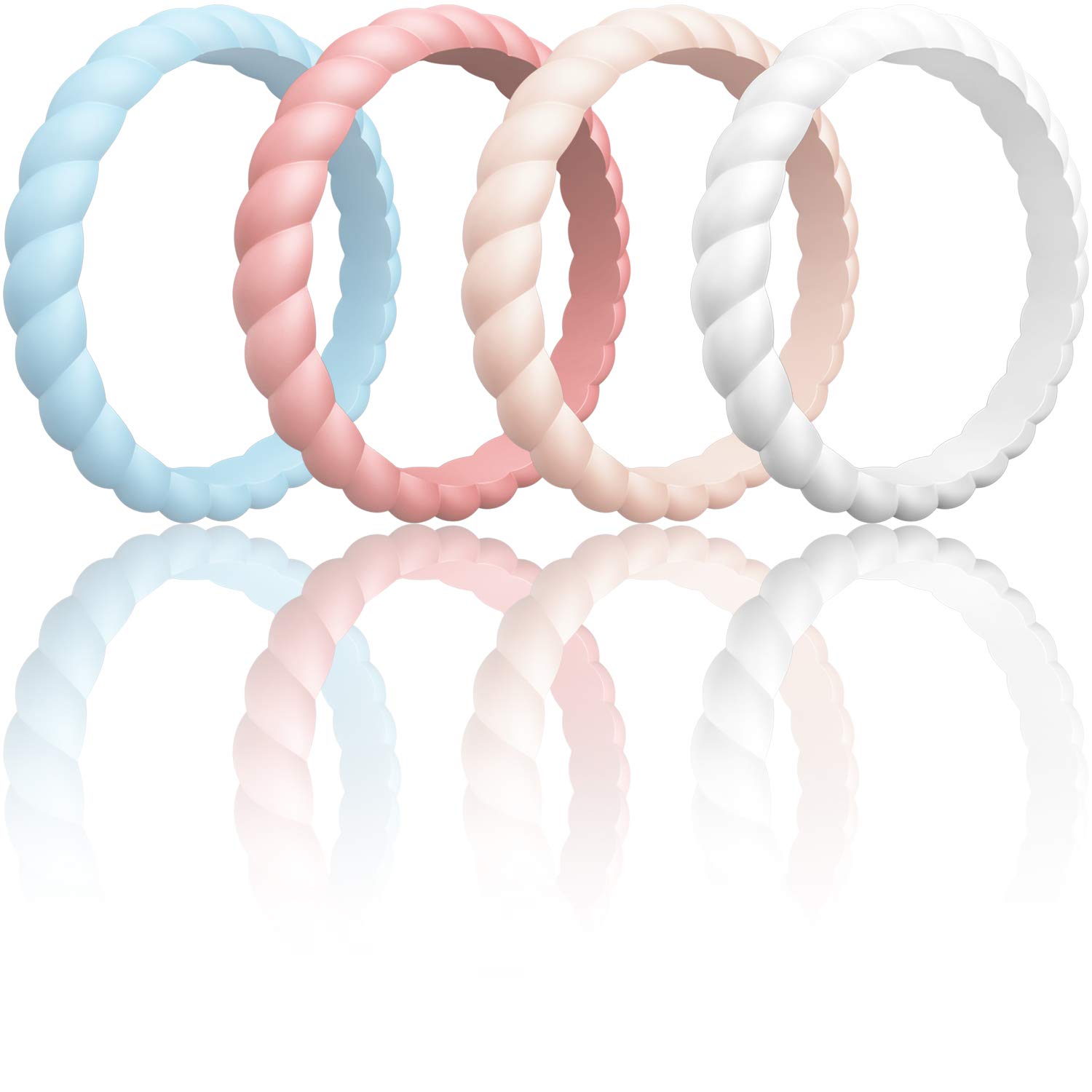 ThunderFit Womens Thin Swivel Silicone Wedding Bands, Stackable Rubber Engagement Rings 2.5mm Wide 2mm Thick - 1/4/8/10 Variety Multipack