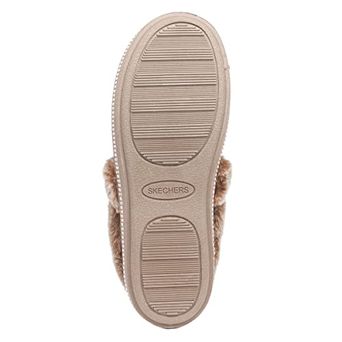 Skechers Women's Cozy Campfire-Team Toasty-Microfiber Slipper with Faux Fur Lining, dark taupe, 10 M US