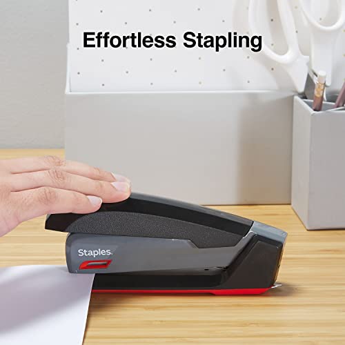 Staples 1798852 One-Touch Desktop Stapler Full-Strip Capacity Gray/Black/Red (44425)