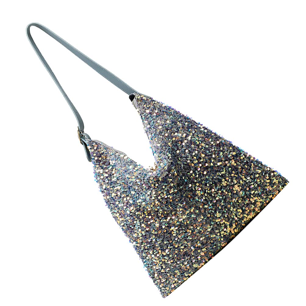 VALICLUD Womens Sequins Tote Bag Sparkling Shoulder Bag Handbag Portable Shopping Bag