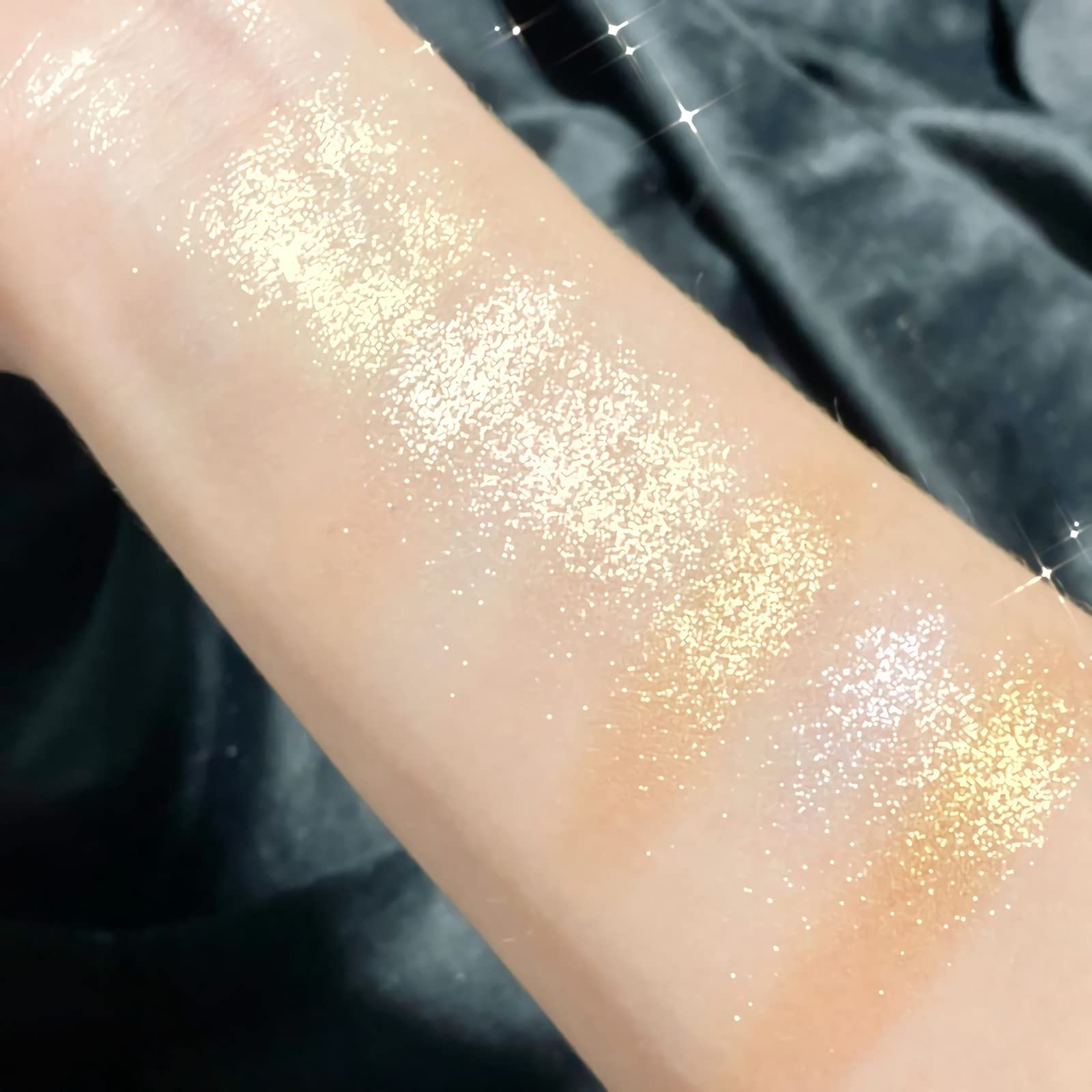 SUMEITANG 8 Colors Face Highlighter Makeup Palette,Shimmer Glitter Multichrome Highlight Powder,All Sparkling Shades Can Be layered or Worn Individually to Enhance and Brighten Your Face Features