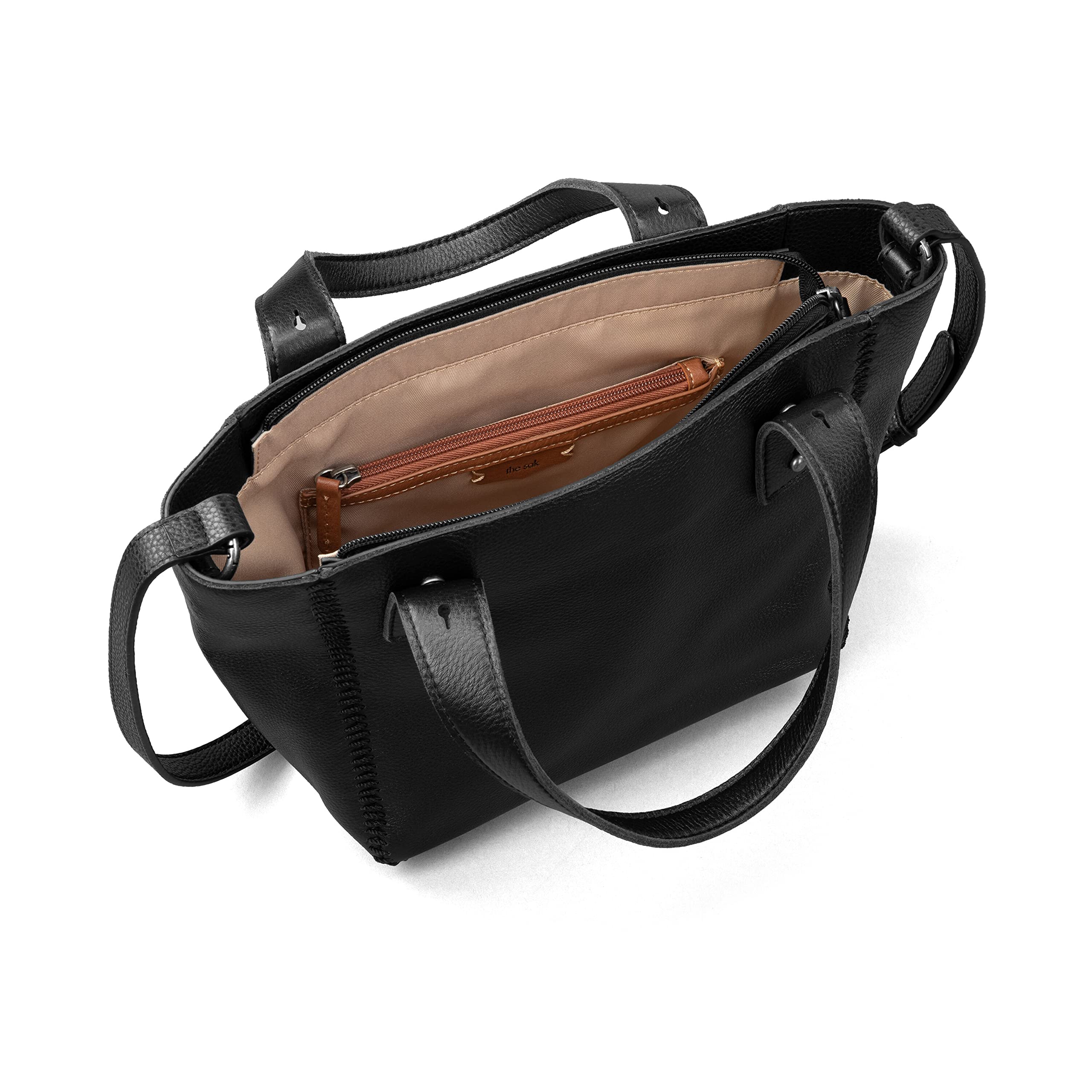 The Sak Liv Satchel in Leather, Large Purse with Removable, Convertible Straps, Slate