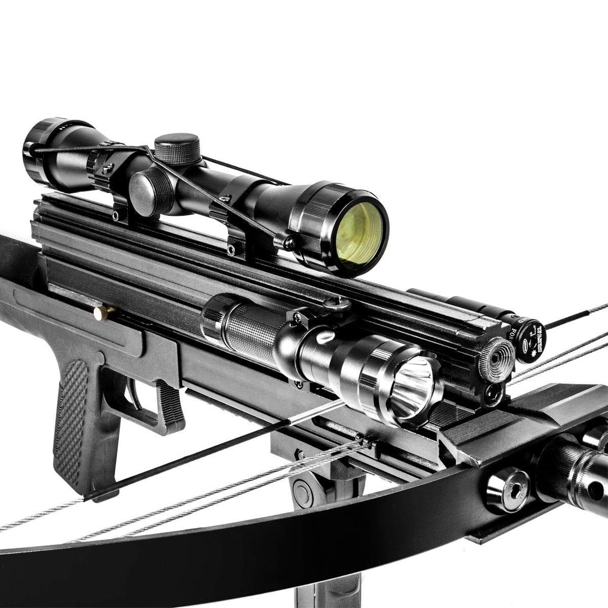 XtremepowerUS Hybrid Crossbow 80 lbs 160 fps Hunting Flashlight Scope Red Light Pointer Combo w/Magazine Capacity + Bag, Black