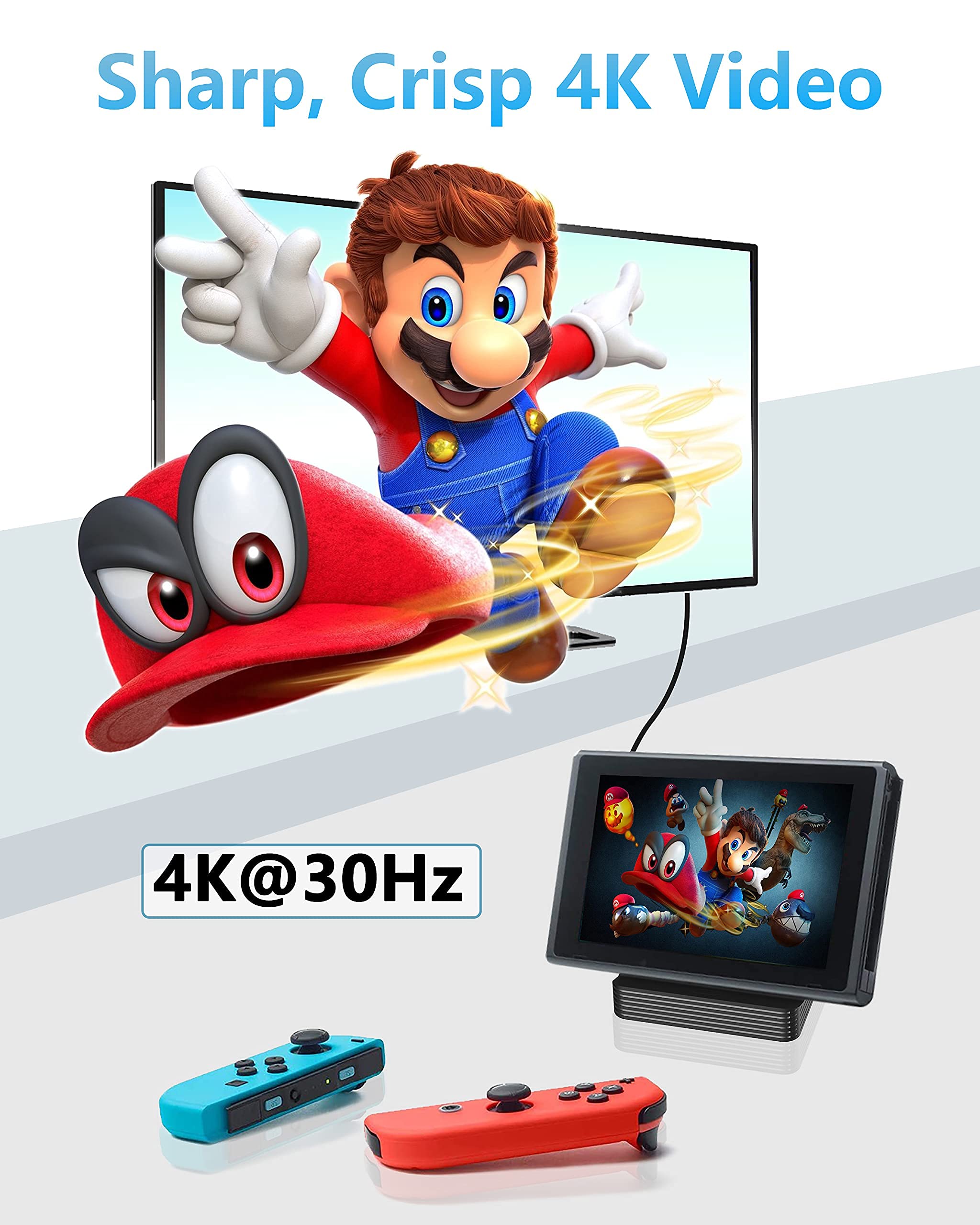 Valoin Docking Station for Nintendo Switch, Charging Dock Stand TV Adapter with 4K HDMI USB 3.0 Port, Replacement TV Dock for Nintendo Switch【6 Ports】 z69