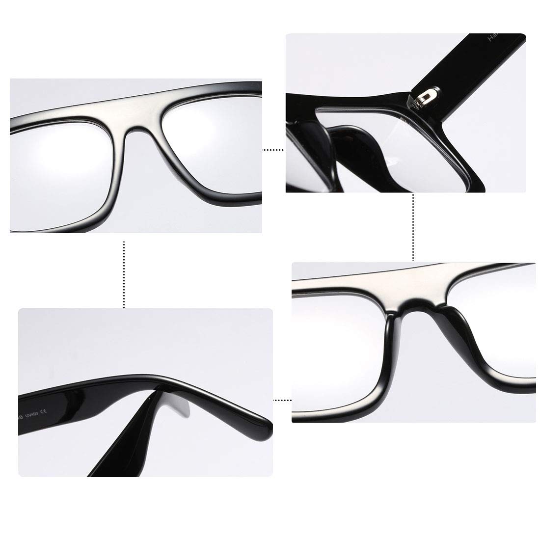 Unisex Stylish Square Non-prescription Eyeglasses Glasses Flat Top Big Eyeglass Frames Large lens Clear Lens Eyewear (Blue)