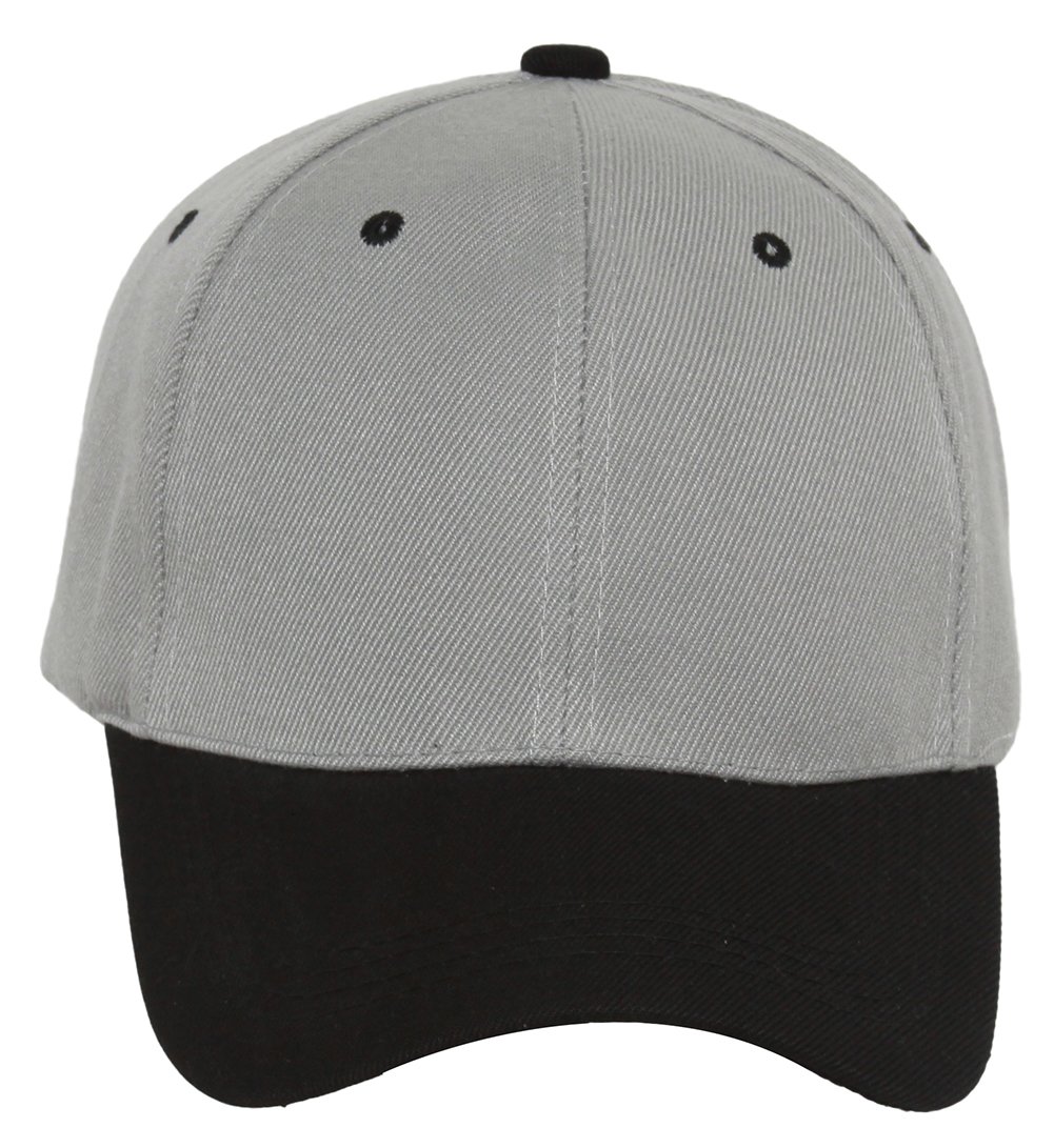 TOP HEADWEAR Two-Tone Adjustable Baseball Cap, Grey Black