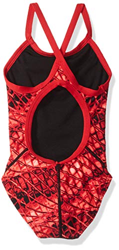 TYR Girls’ Plexus Diamondfit Swimsuit, Red, 22