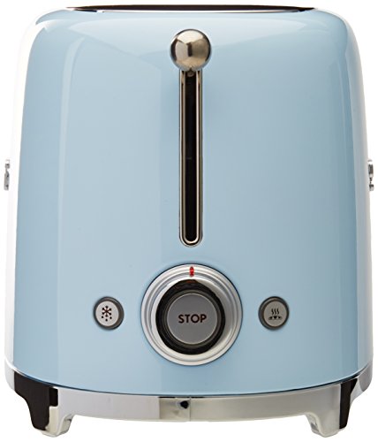 Smeg TSF02PBUS 50's Retro Style Aesthetic 4 Slice Toaster, Pastel Blue