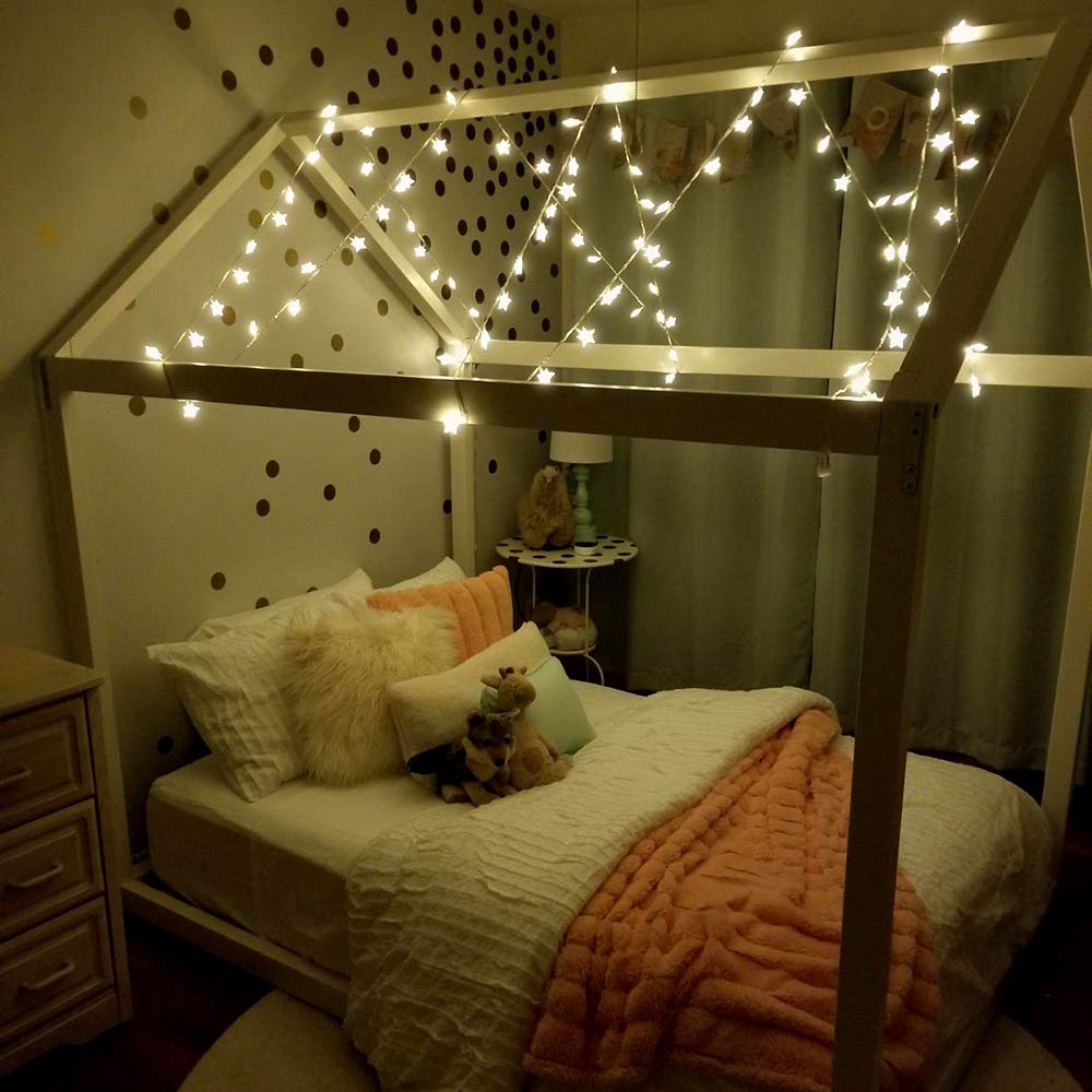 Star String Lights 50 LED 18 FT Twinkle Lights Novelty Light Night Light for Kids Bedroom Waterproof Extendable for Indoor Outdoor Wedding Party Christmas Tree New Year, Garden Decoration (USB)