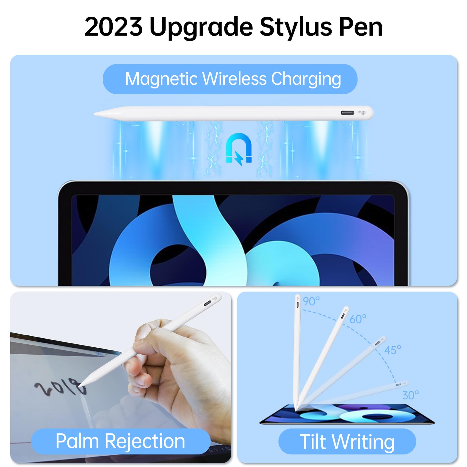 Stylus Pen for iPad with Magnetic Wireless and Wired Charging, Apple Pencil 2nd Generation, Use as iPad Pencil with iPad Pro 12.9" 3/4/5/6, iPad Pro 11" 1/2/3/4, iPad Air 4/5, iPad Mini 6