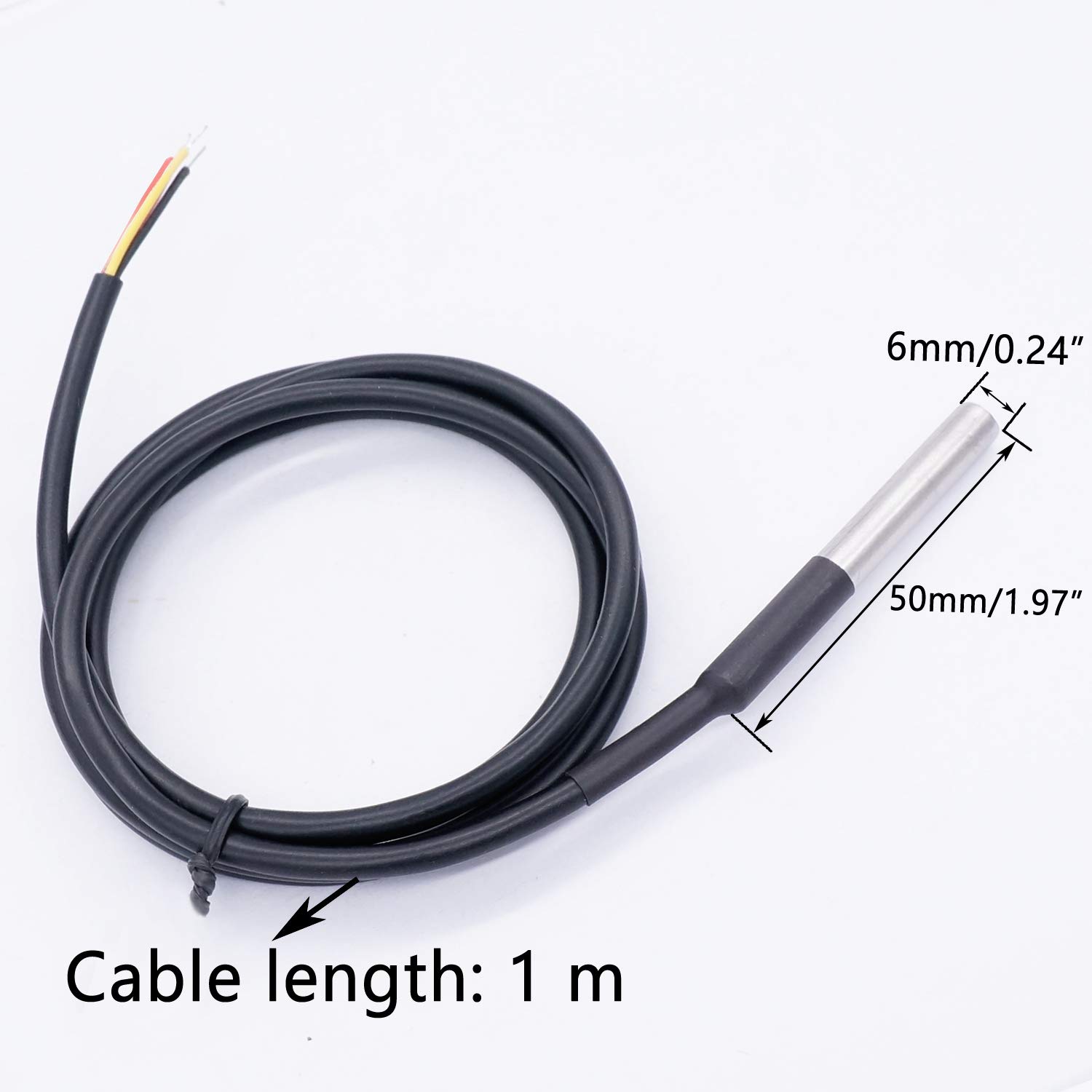 Twidec/ 3Pcs DS18B20 Waterproof Temperature Sensors 1M Length Digital Thermal Stainless Steel Probe Temperature Controller DS18B20-1M