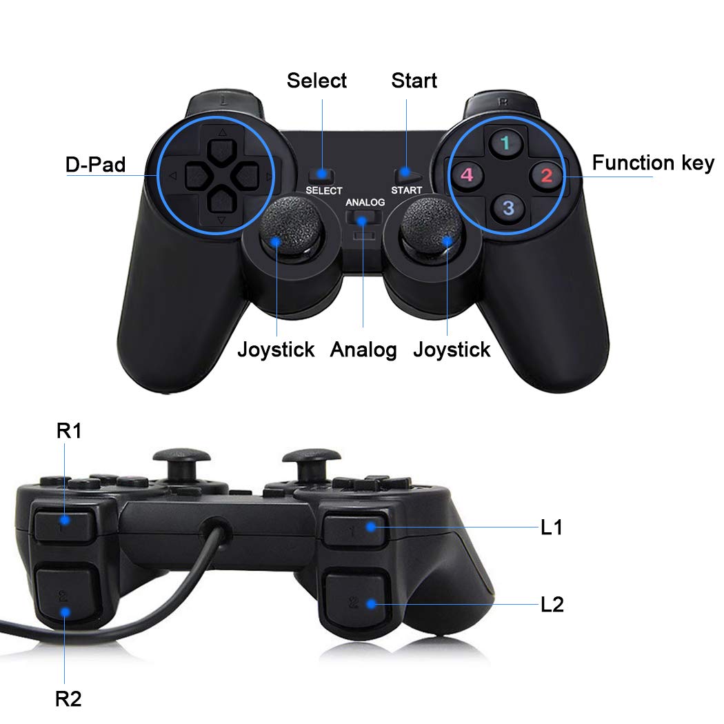 SQDeal 2 Pack USB Joystick Gamepad Gaming Pad Wired Controller with Double Vibration Feedback Motors for PC Computer Laptop Window (Black)