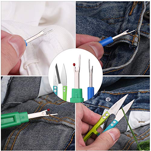 Tailors Chalk, Seam Ripper and Thread Remover Kit, 10PCS Sewing Fabric Markers Chalk, 4PCS Sewing Stitch Thread Unpicker and 1PCS Sewing Trimming Scissor Nipper Tool