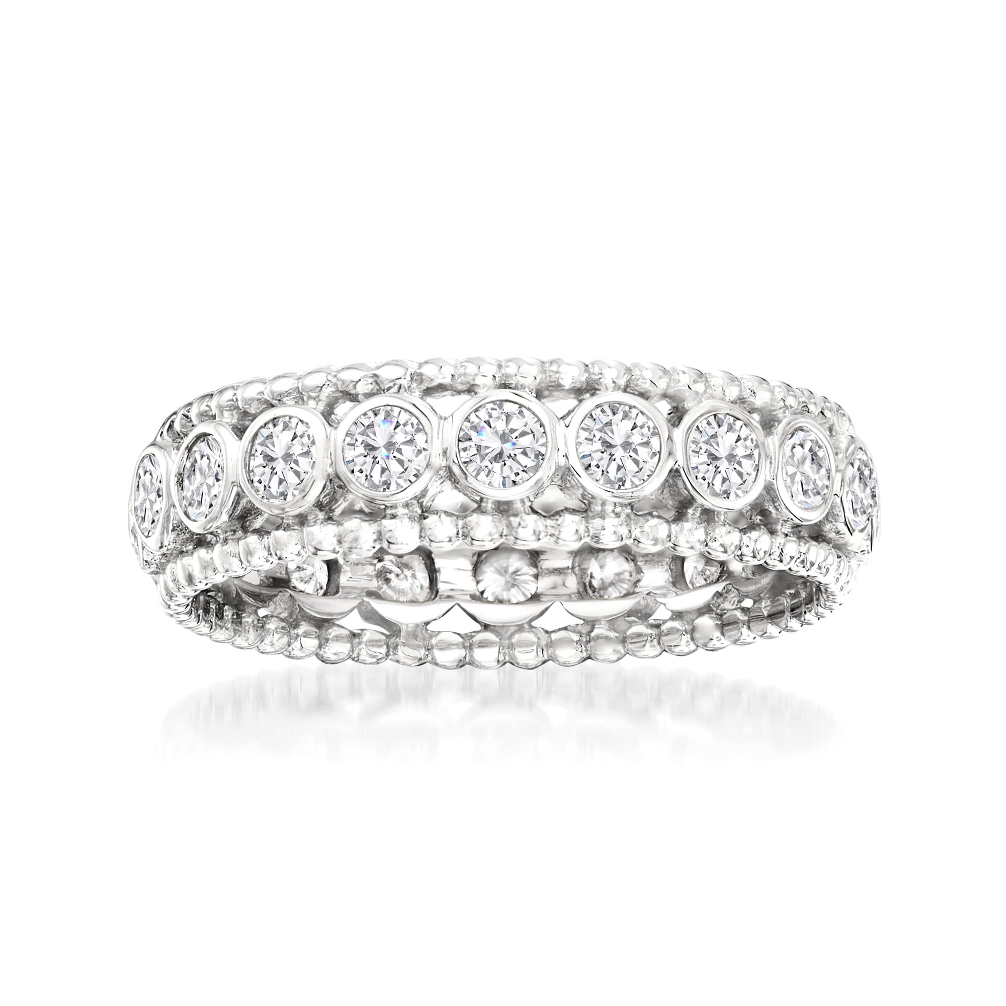 Ross-Simons 1.00 ct. t.w. Bezel-Set Diamond Eternity Ring in 14kt White Gold. Size 7