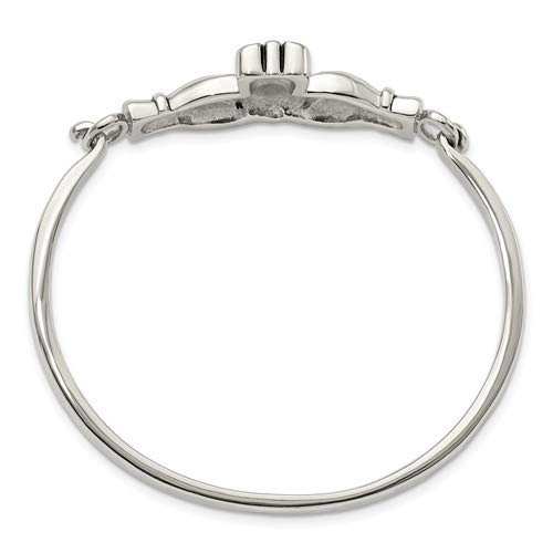 Stainless Steel 18mm Hinged Claddagh Heart Celtic Bangle Bracelet - Irish Jewelry - Vintage Celtic Stackable Bangle Bracelet - St Patrick's Day Gift for Women
