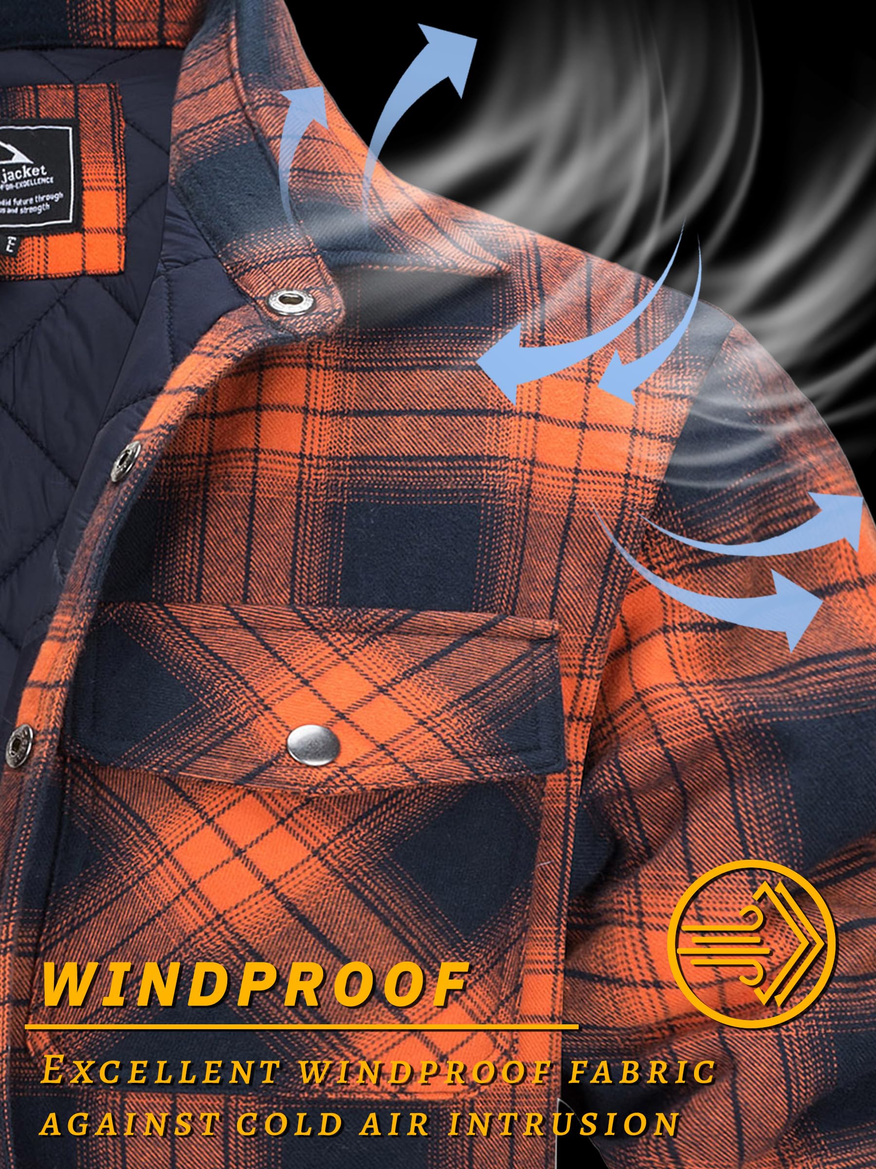 TACVASEN Mens Flannel Shirt Jacket for Men Long Sleeve Jacket Flannel Lined Plaid Button Down Shirts Casual Men's Jacket Insulated Jacket