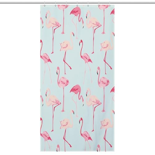 SZDIZOWE Pink Flamingo Bird Polyester Shower Curtain Plastic Hooks Waterproof Lightweight Shower Curtains for Bathroom