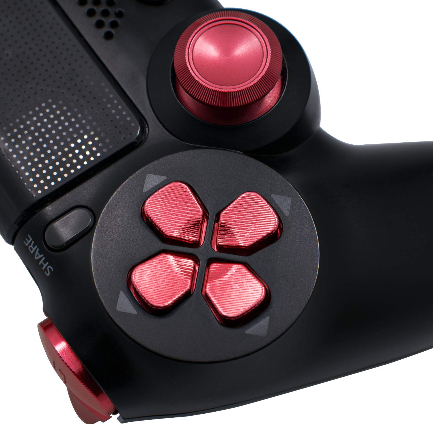 TOMSIN Metal Buttons for PS4 Slim/ PS4 Pro Controller, Aluminum Metal Thumbsticks & Bullet Buttons & D-pad & L1 R1 L2 R2 Trigger for PS4 Controller Gen 2 (Red)