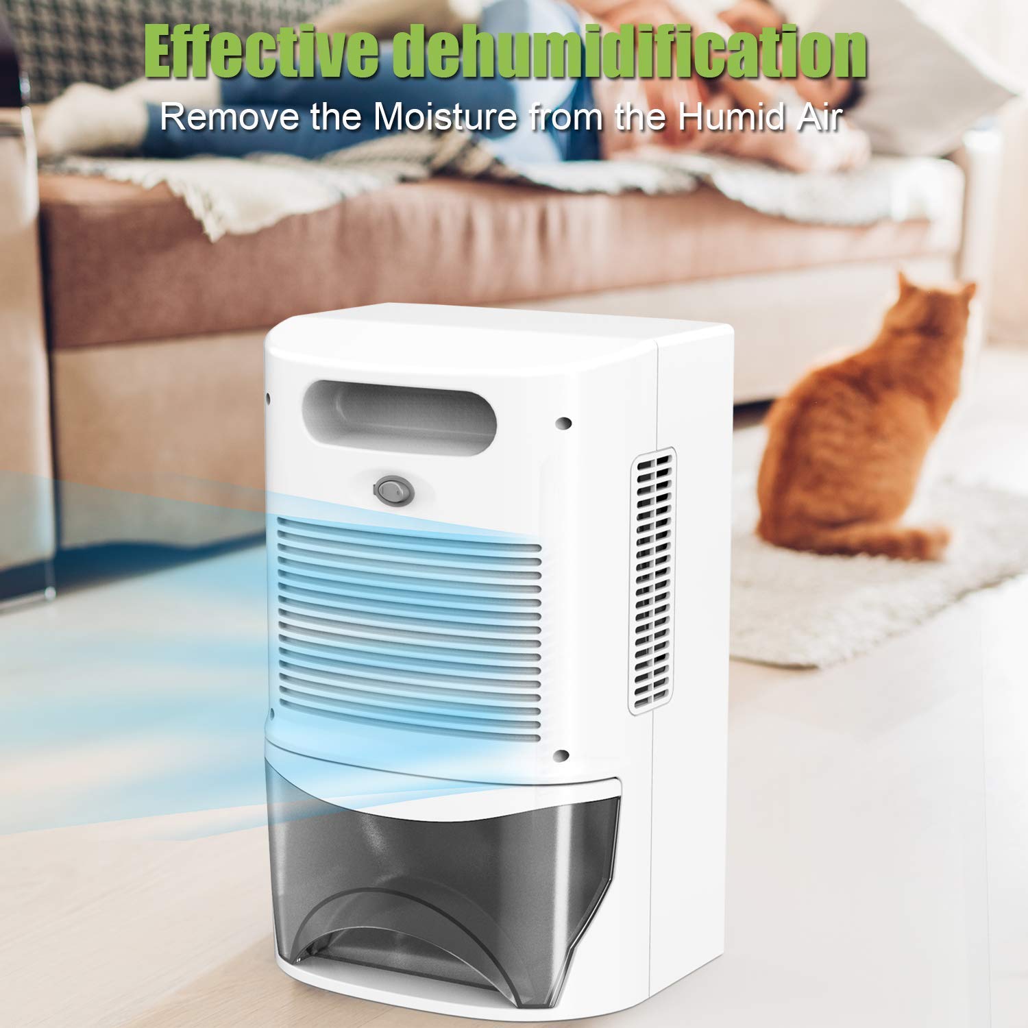 SEAVON Electric Dehumidifier, 2500 Cubic Feet(376 sq ft) for Home MD-898 2000ml (68 oz) Capacity, Quiet Safe Dehumidifiers for Basement, Bedroom, Bathroom, RV, Closet, Auto Shut Off