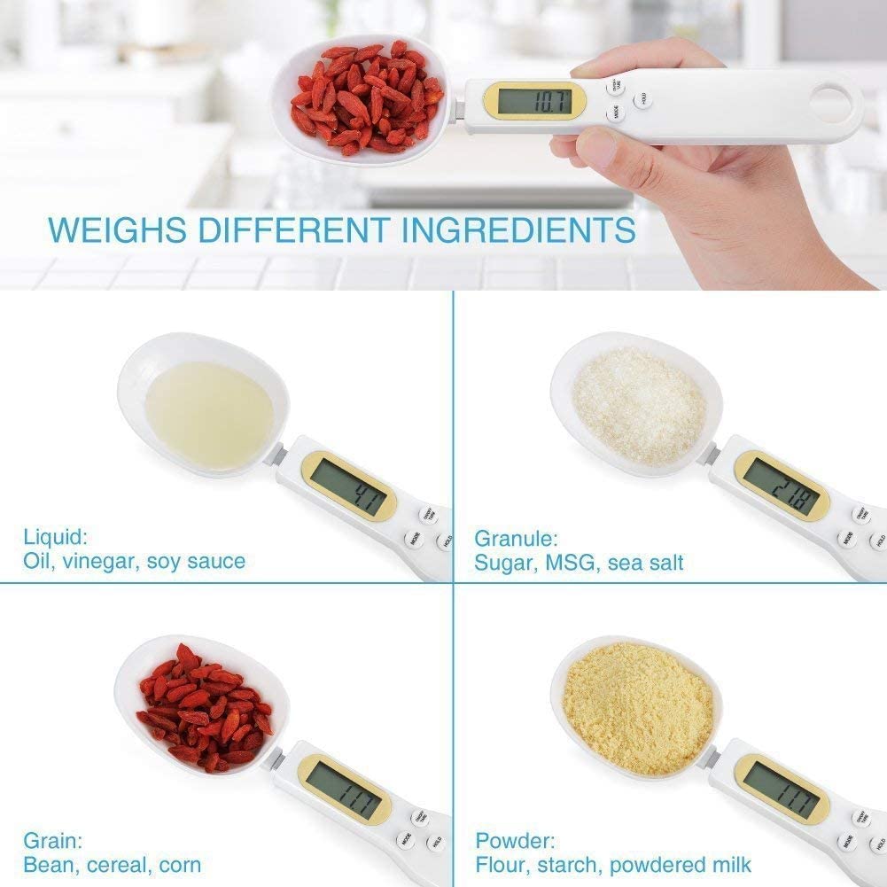 Spoon Scale,Electronic Food Scale 500g/0.1g Digital Measuring Spoon Weighing for Gram & OZ Digital Kitchen Scale with Handle Grip and Spout for Coffee Power Pills Tea Flour Oil Baking