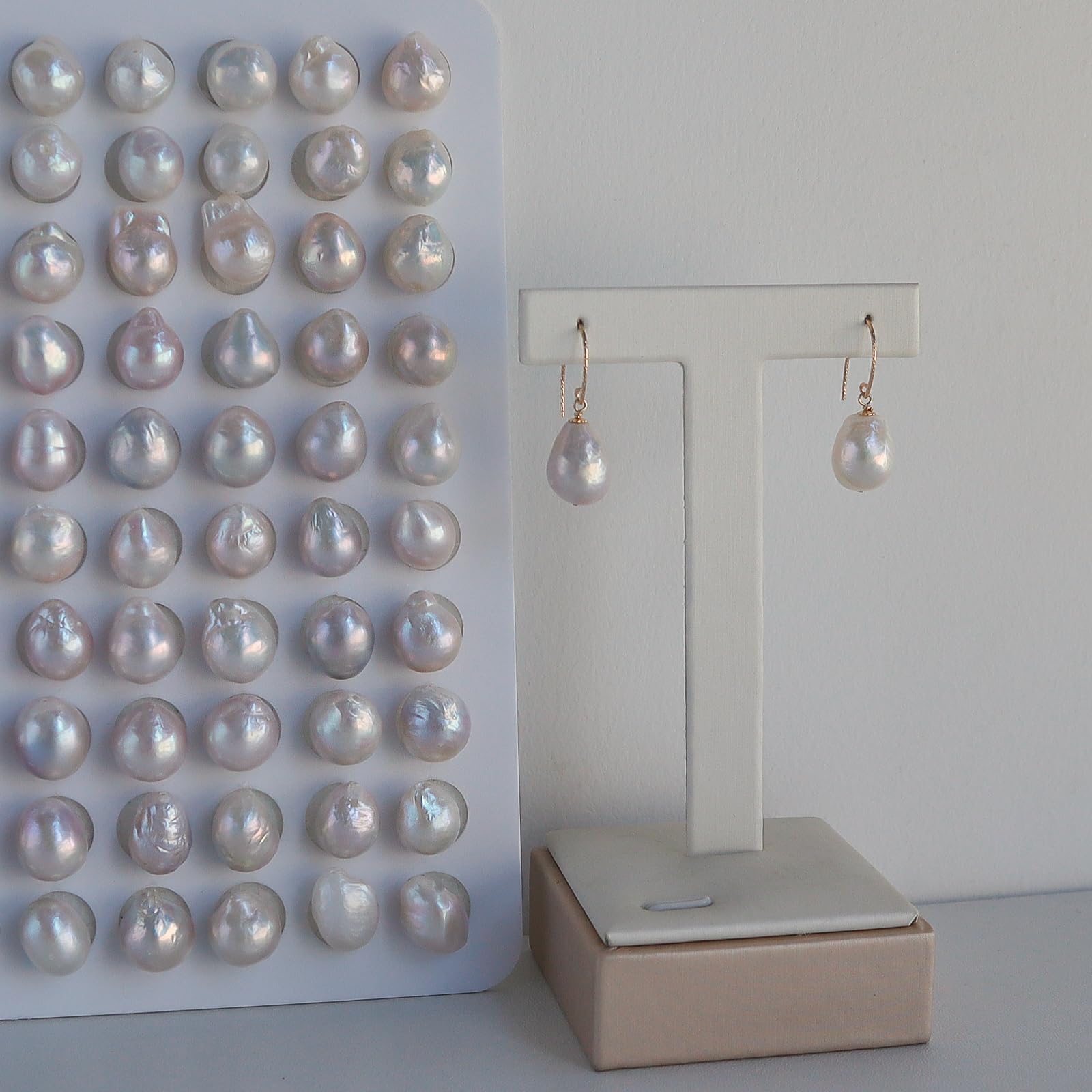 Umico 10-11mm Freshwater Cultured Baroque Pearl Drop Earrings for Women,14K Gold Filled Hooks