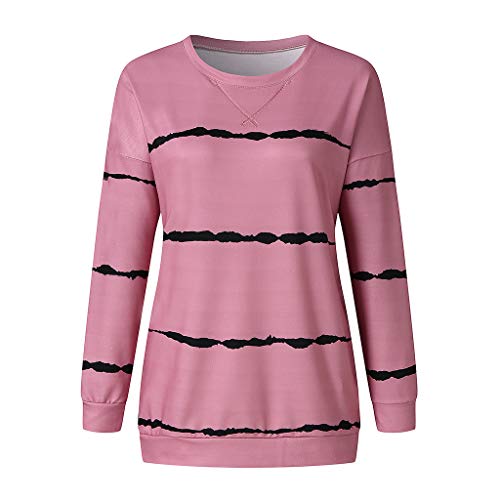 Weiliru Women's Striped Long Sleeve CrewNeck Sweatshirts T Shirts Casual Pullover Print Loose Fit Tops Tunics
