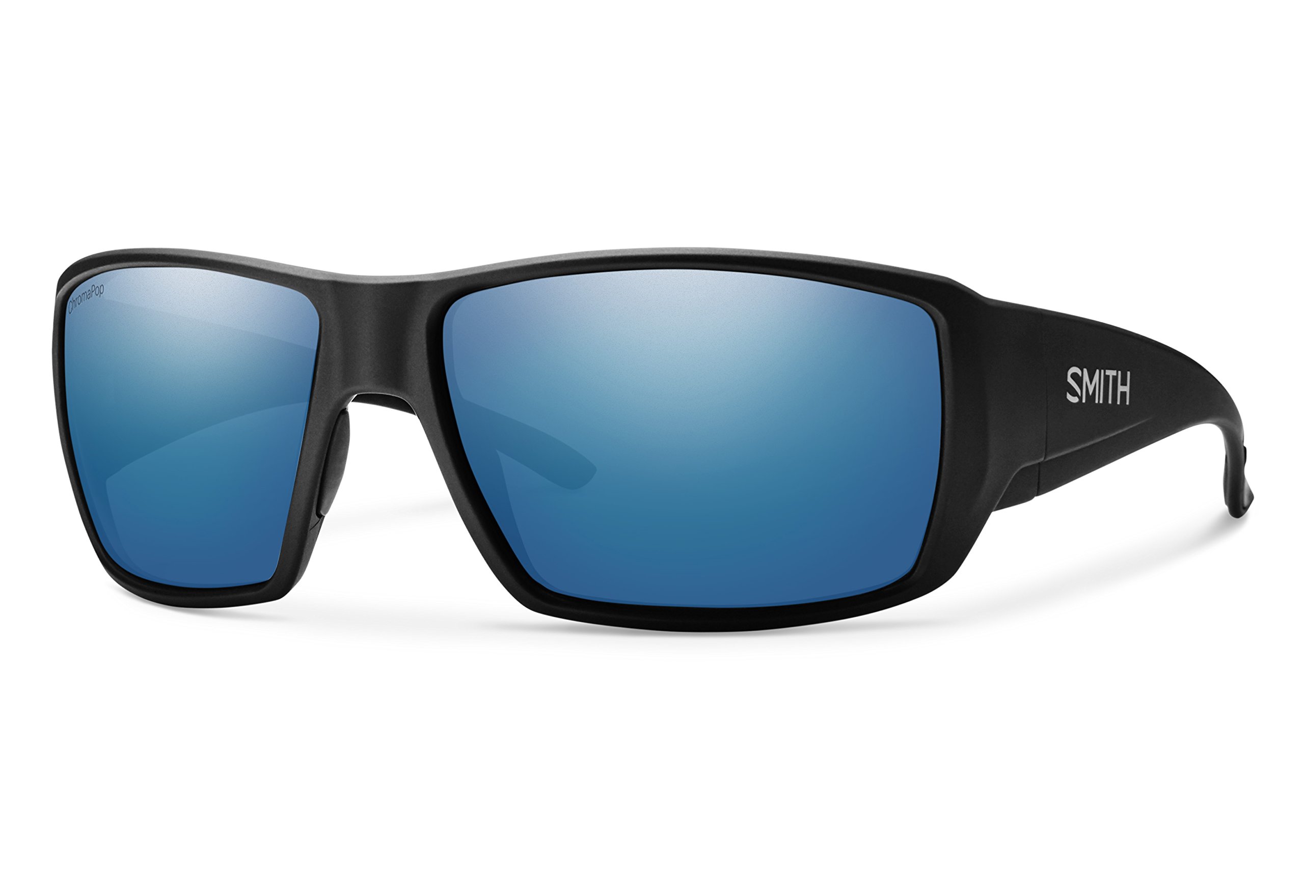 Smith Optics womens Guide's Choice Sunglasses, Matte Black Chromapop Polarized Blue Mirror, One Size US