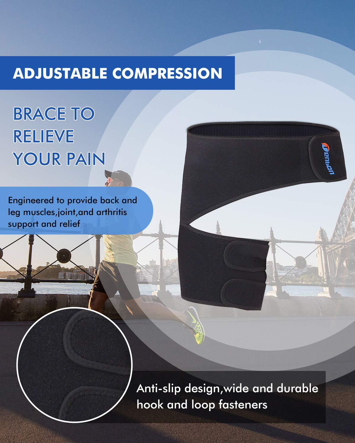 Tenbon Hip Brace Sciatica Nerve Pain Relief Groin Support Thigh Back Brace Suitable for Both Men and Women