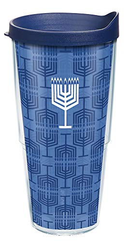 Tervis Chanukah Hanukkah Menorah Pattern Made in USA Double Walled Insulated Tumbler Travel Cup Keeps Drinks Cold & Hot, 24oz, Classic