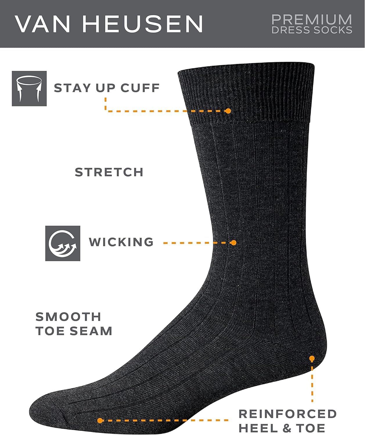 Van Heusen Men's Dress Socks - Lightweight Mid-Calf Crew Dress Socks (7 Packs), Size 6-12.5, Assorted
