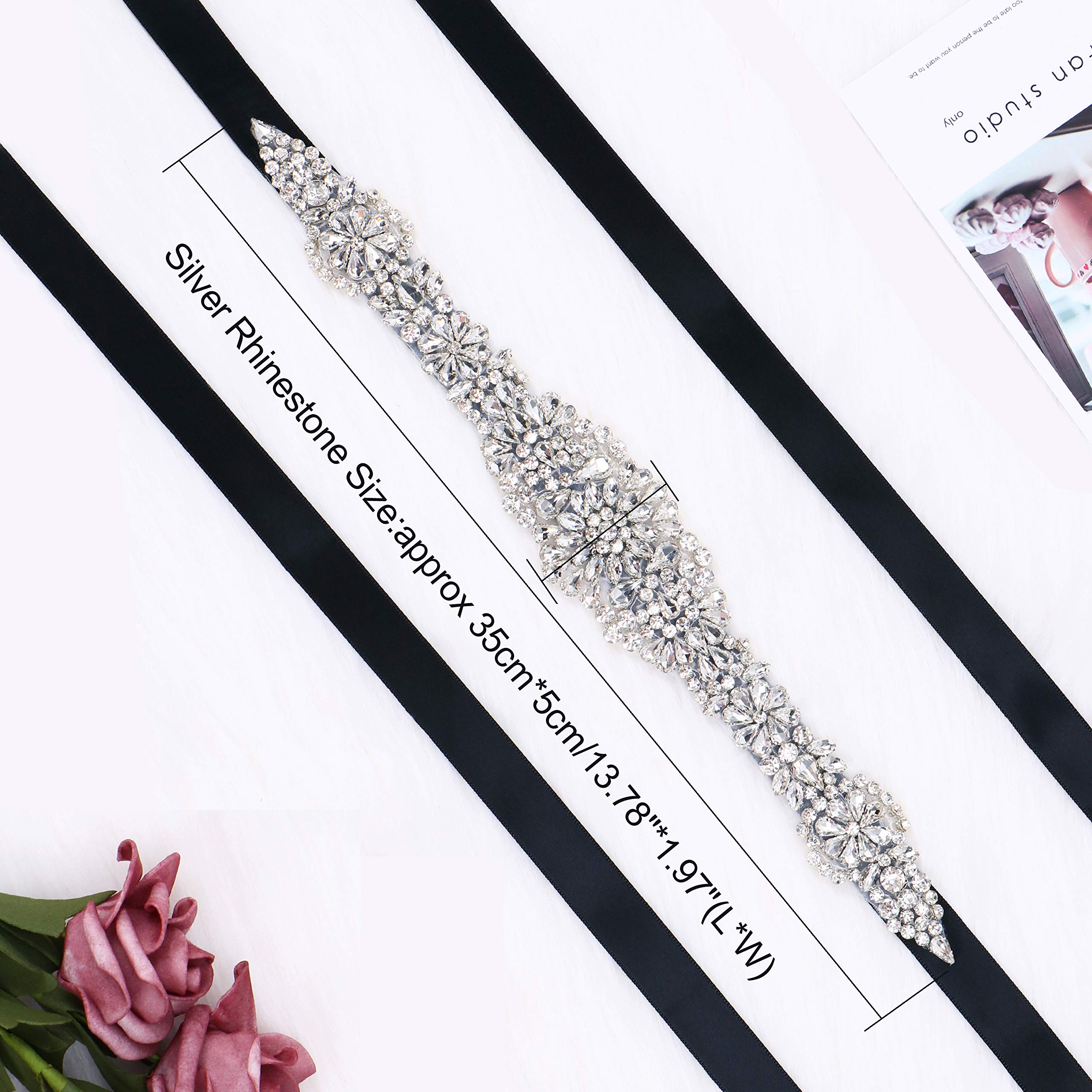 Tendaisy Wedding Belt Women's Rhinestone Wedding Sash Belt Crystal Sashes Bridal Belts for Bridal Gowns Royal Blue