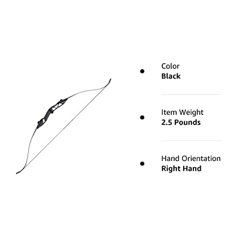 Toparchery Archery 56" Takedown Hunting 50lbs Recurve Bow Metal Riser Right Hand Black Longbow
