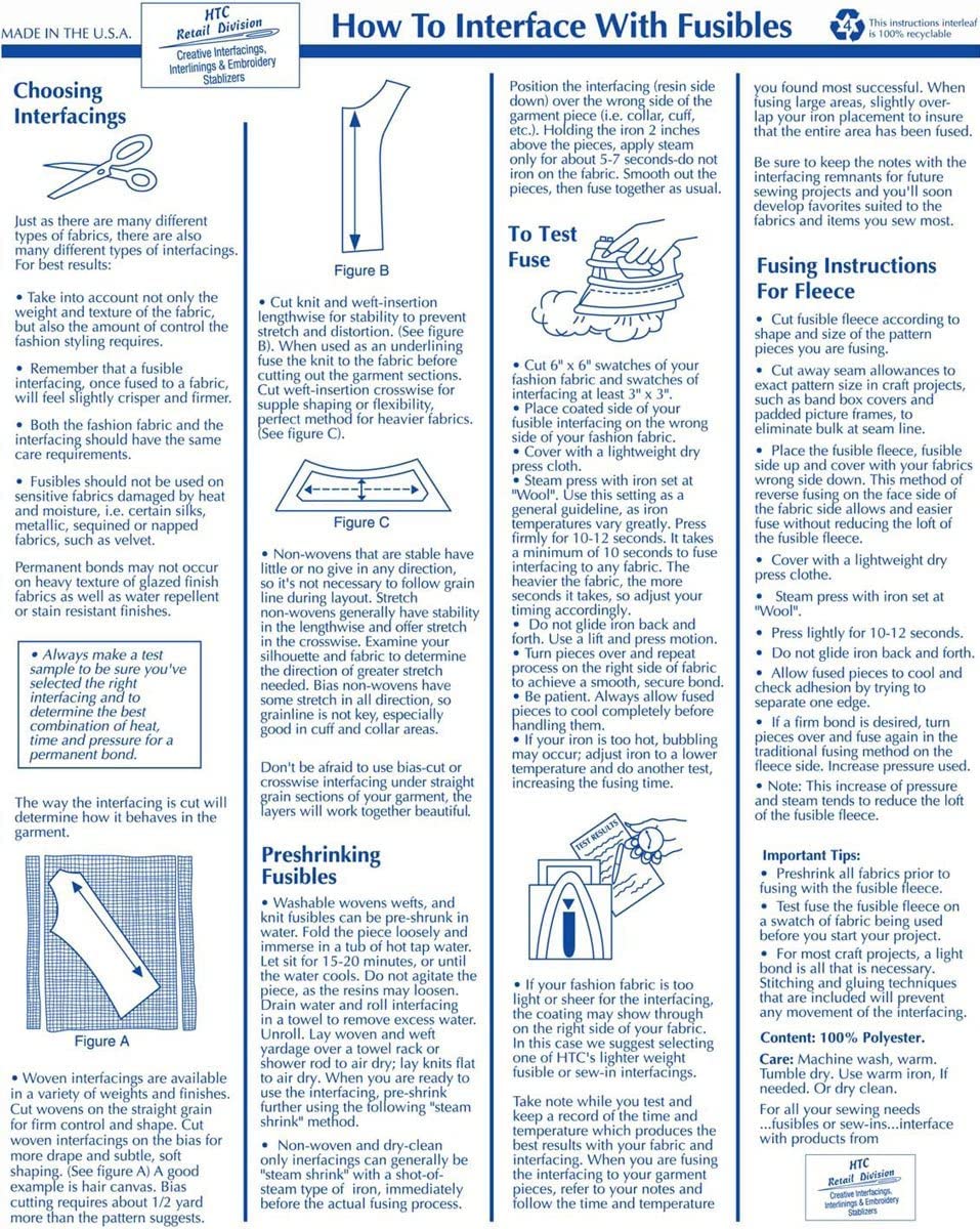 Superpunch Armo Weft HTC88002 Interlining/Interfacing - 20 Inches Wide, Medium Weight Woven Iron On Fleece Fusible Interface for Sewing, Polyester, Rayon, Sold in 2 Yard Package, Made In USA (White)
