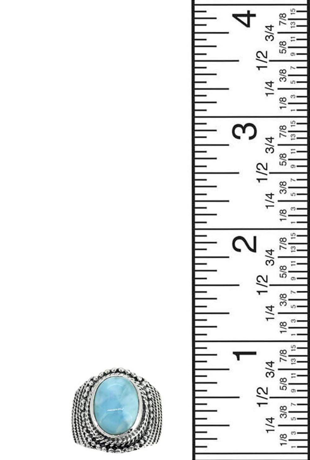 YoTreasure 10x14 MM Natural Larimar Chunky Ring .925 Sterling Silver