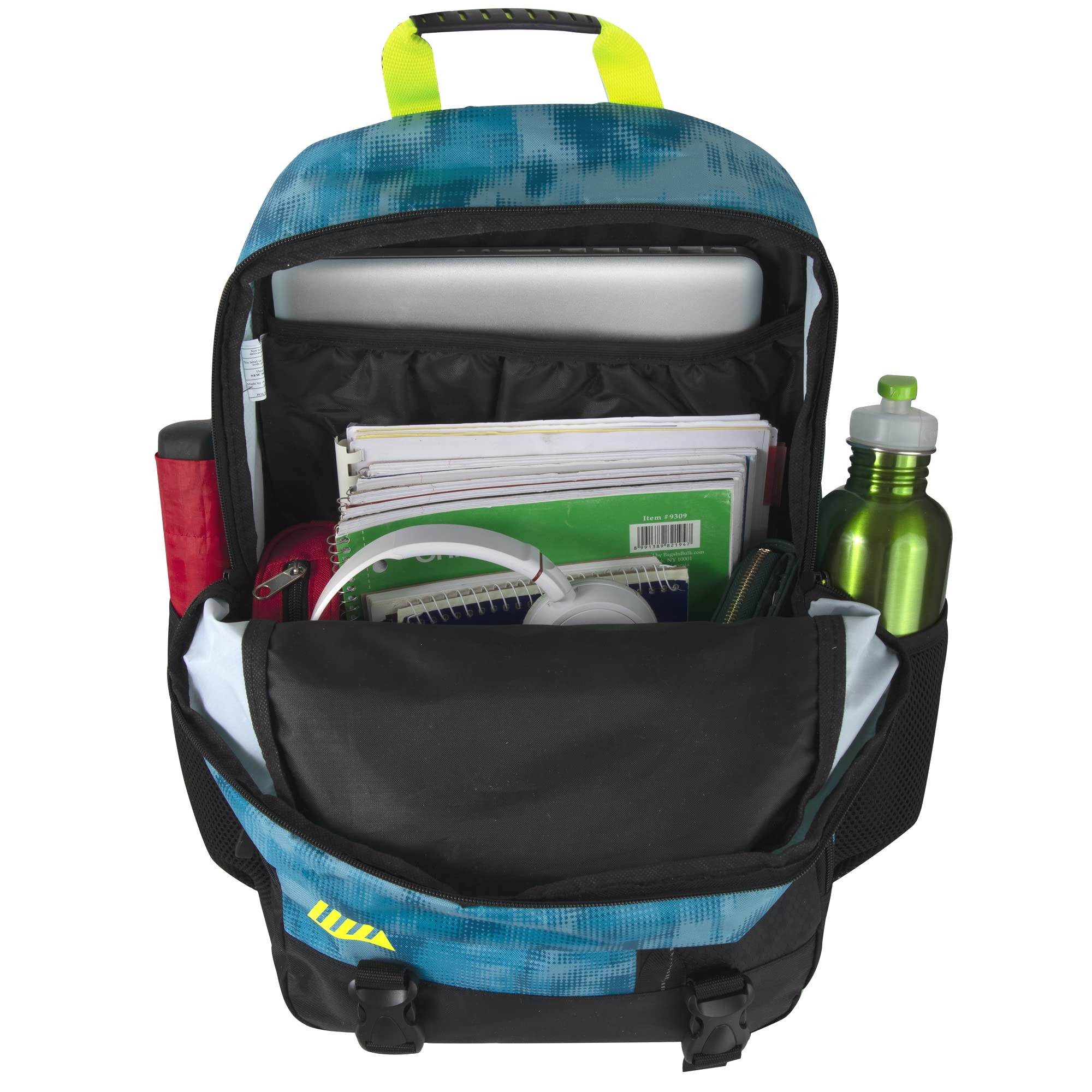 Summit Ridge 24 Pack Wholesale Two Compartment Backpacks Bulk for Adults, Homeless, Commuting, Travel, Sports (Bungee Tricolor Pack)