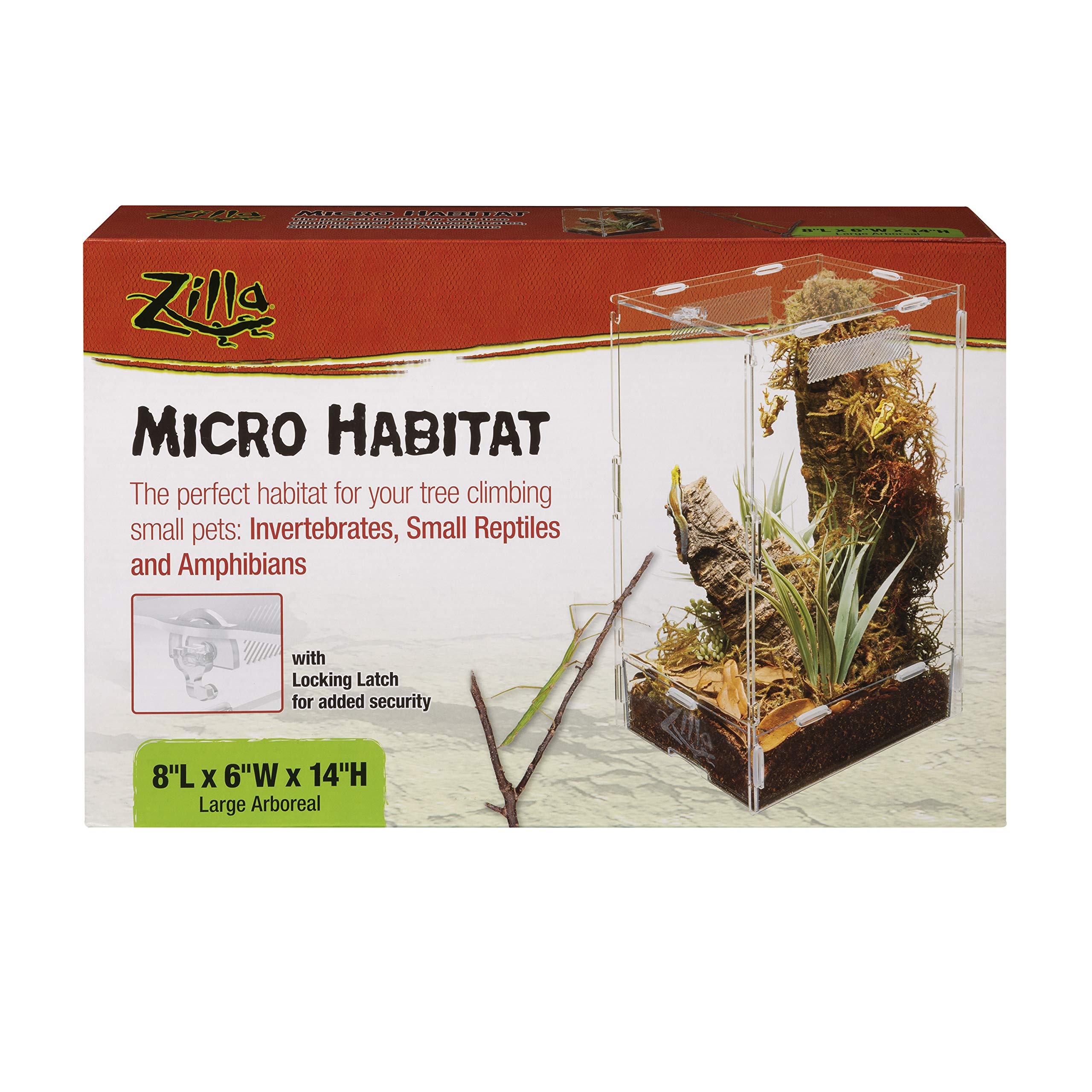 Zilla Micro Habitat Terrariums with Locking Latch Arboreal, Large