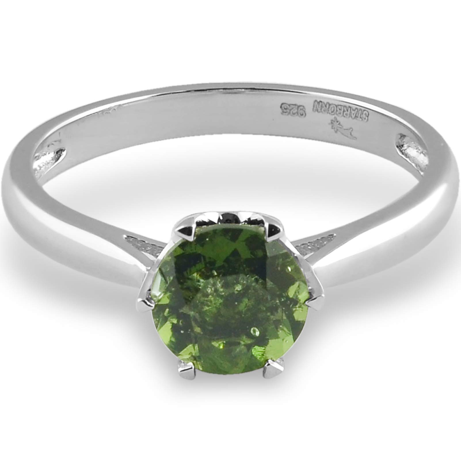 Starborn Sterling Silver Classic Style Faceted Moldavite Ring