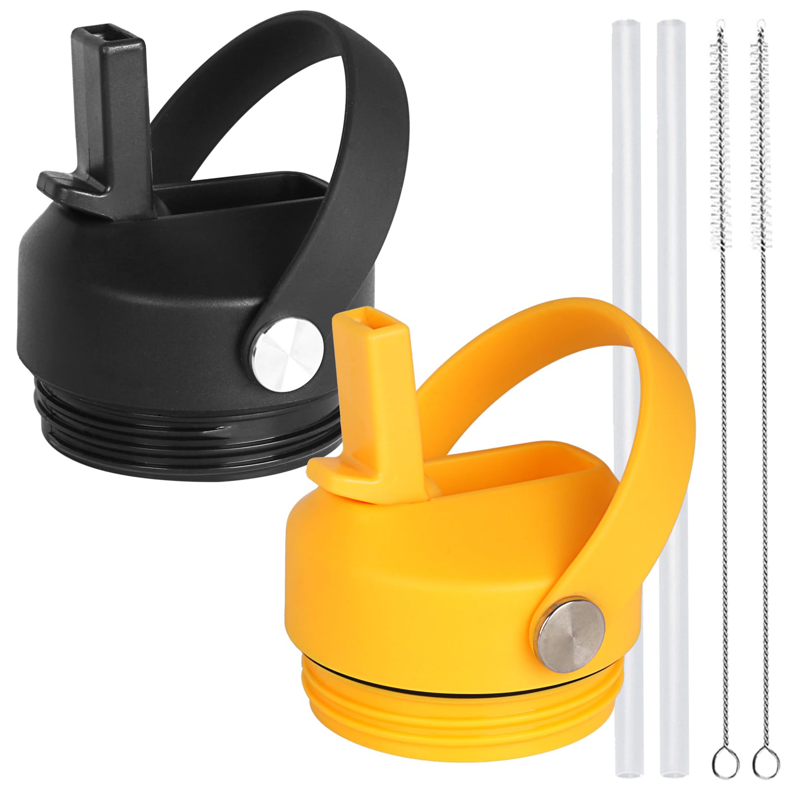 Straw lid for Yeti Rambler Water Bottle 18 26 36 64 oz, Replacement Cap Straw Cap for RTIC 18oz 26oz 36oz, Lid with Straw and Brush and Flexible Handle ďťż
