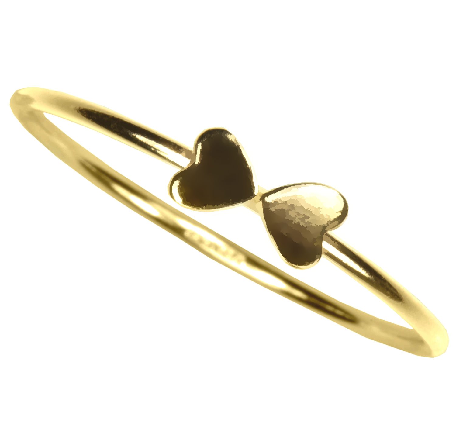 uGems 14K Gold Filled Double Heart Stacking Rings Size 7