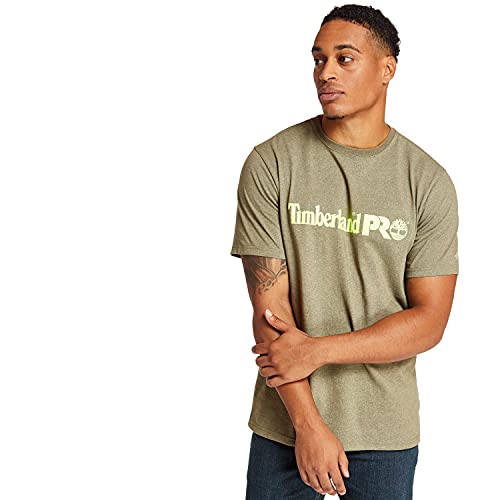 Timberland PRO Men's Base Plate Short Sleeve T-Shirt with Chest Logo, Burnt Olive Heather, L