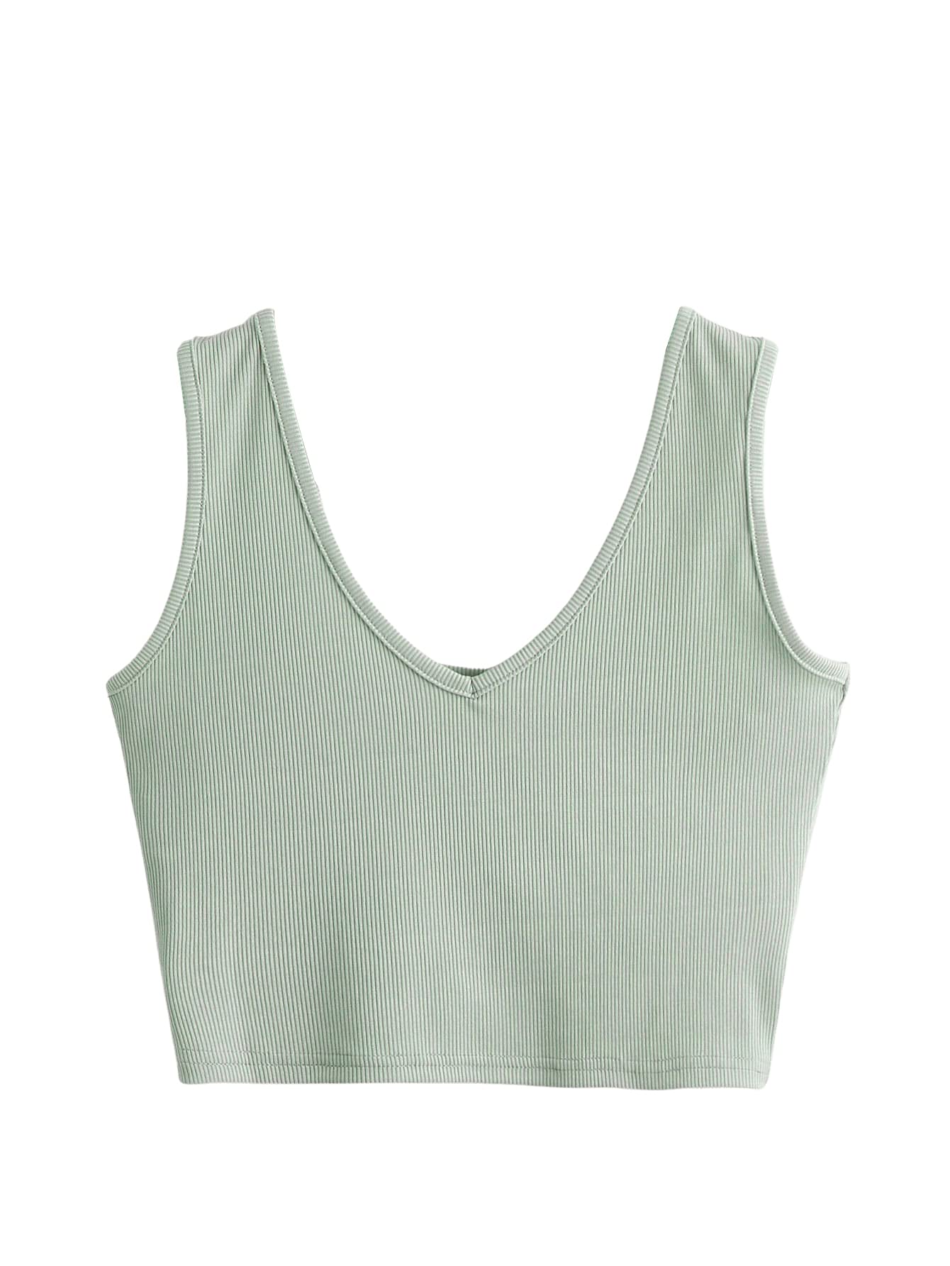 SweatyRocks Women's Sleeveless Casual Ribbed Knit Shirt Basic Crop Tank Top Brown S
