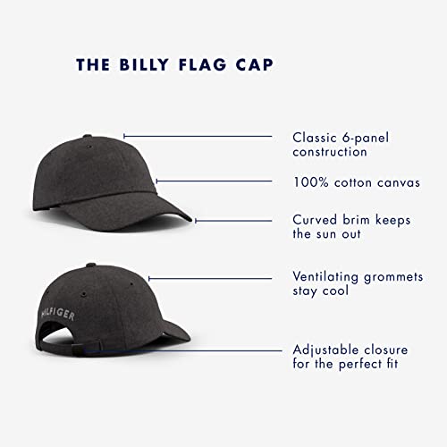 Tommy Hilfiger Men's Cotton Billy Adjustable Flap Baseball Cap, Navy Blazer, O/S