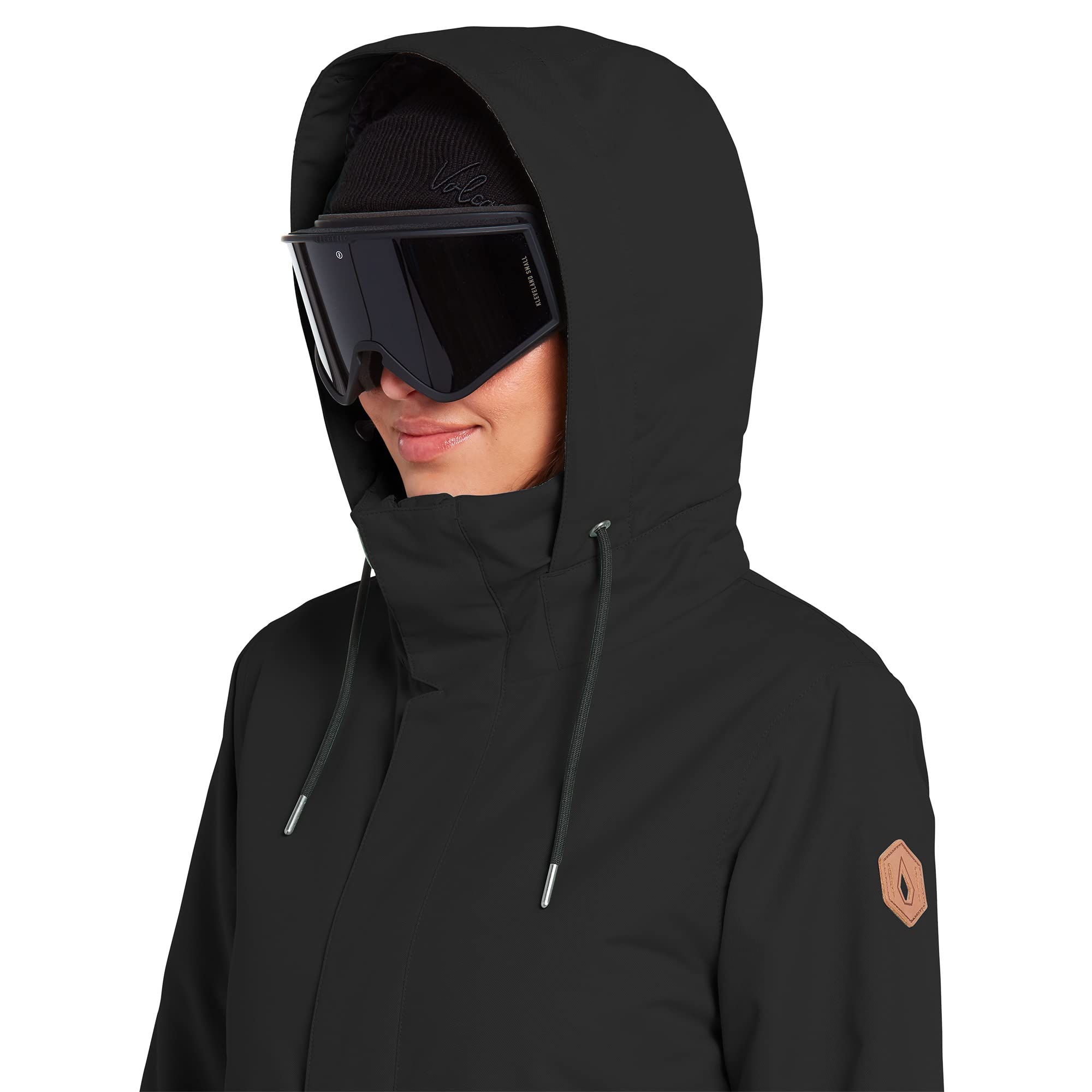 Volcom Women's Fawn Insulated Snowboard Ski Winter Hooded Jacket, black, Medium