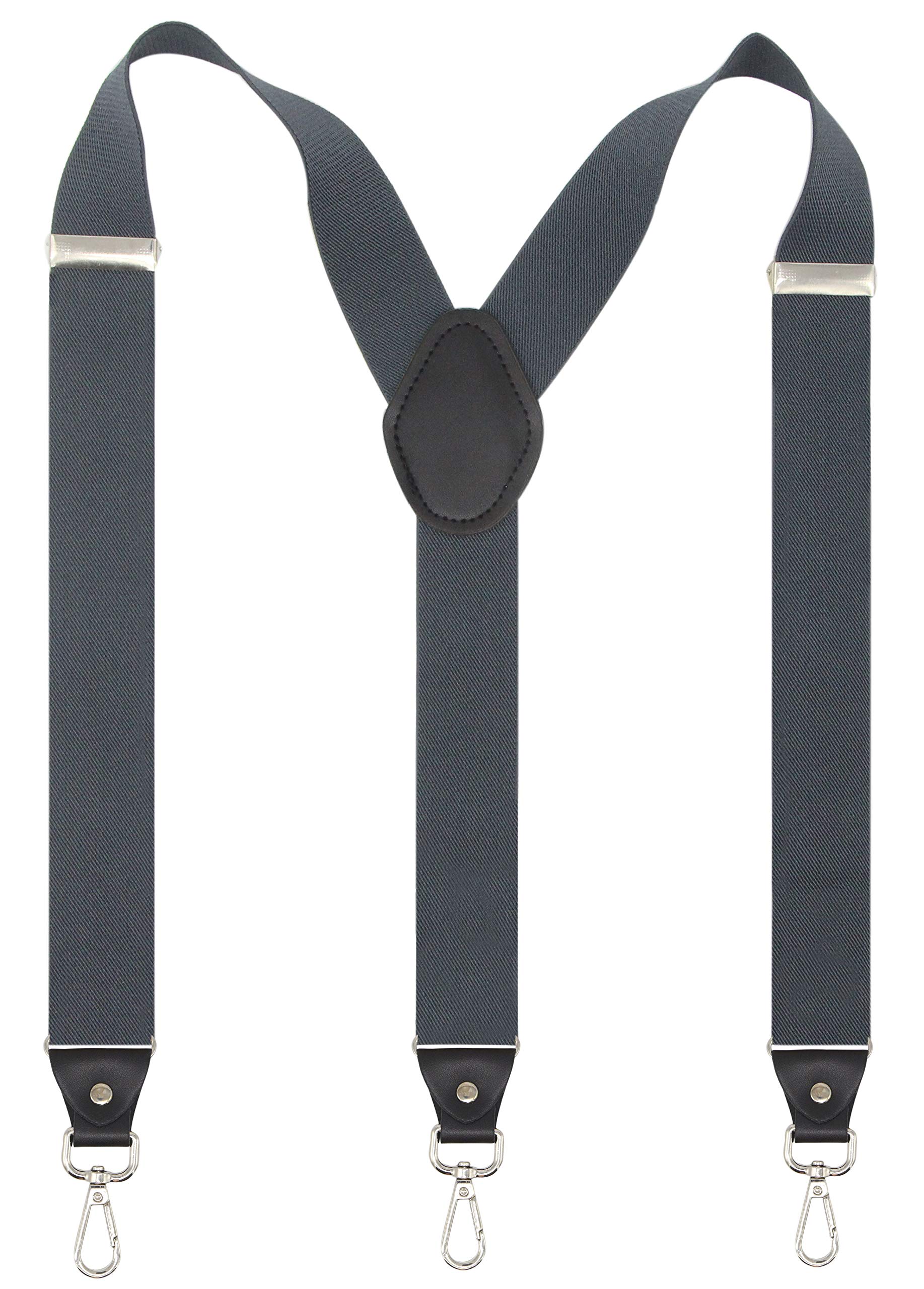 Timiot Mens Suspender with Swivel Hooks Adjustable Braces Y Shaped Elastic Comfortable Braces Strap (Dark Grey)