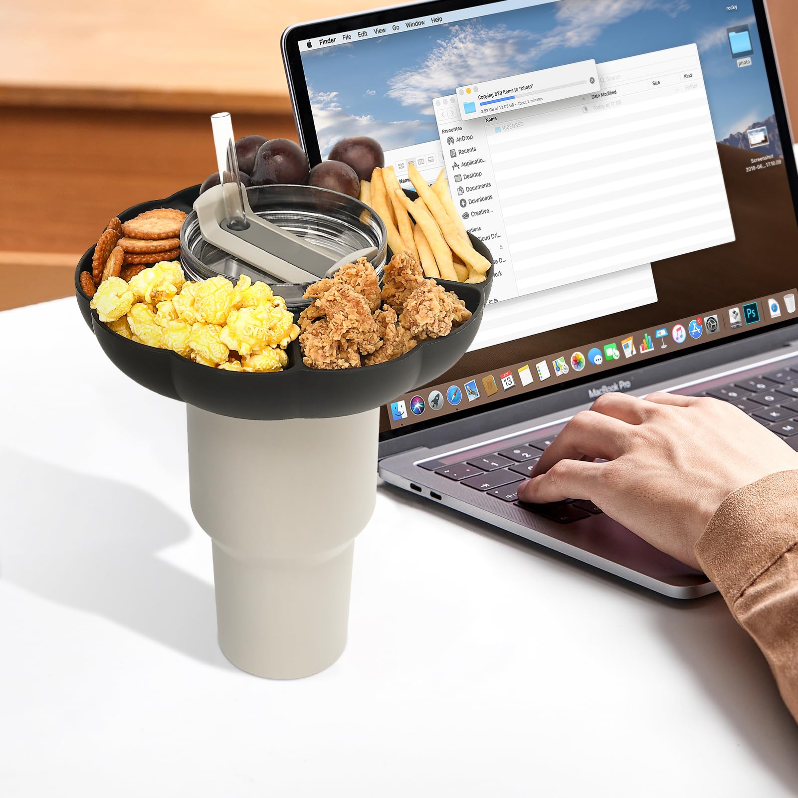 Snack Tray for Stanley 40 oz Tumbler with Handle, Reusable Snack Bowl Compatible with Stanley Cup 40oz with Handle, Portable Snack Ring Container for Stanley 40oz Tumbler Accessories