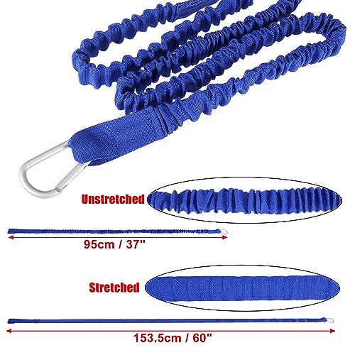 X AUTOHAUX 2pcs 37" Blue Kayak Paddle Leash Elastic Rowing Boat Paddle Leash Safety Tool Stand Up Paddle Board Kayak Accessories