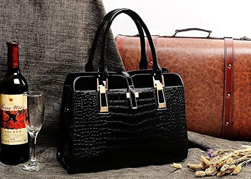 Vegan Material Handbags Cross-body Bag Shoulder Bag Vintage Medium Crocodile Black