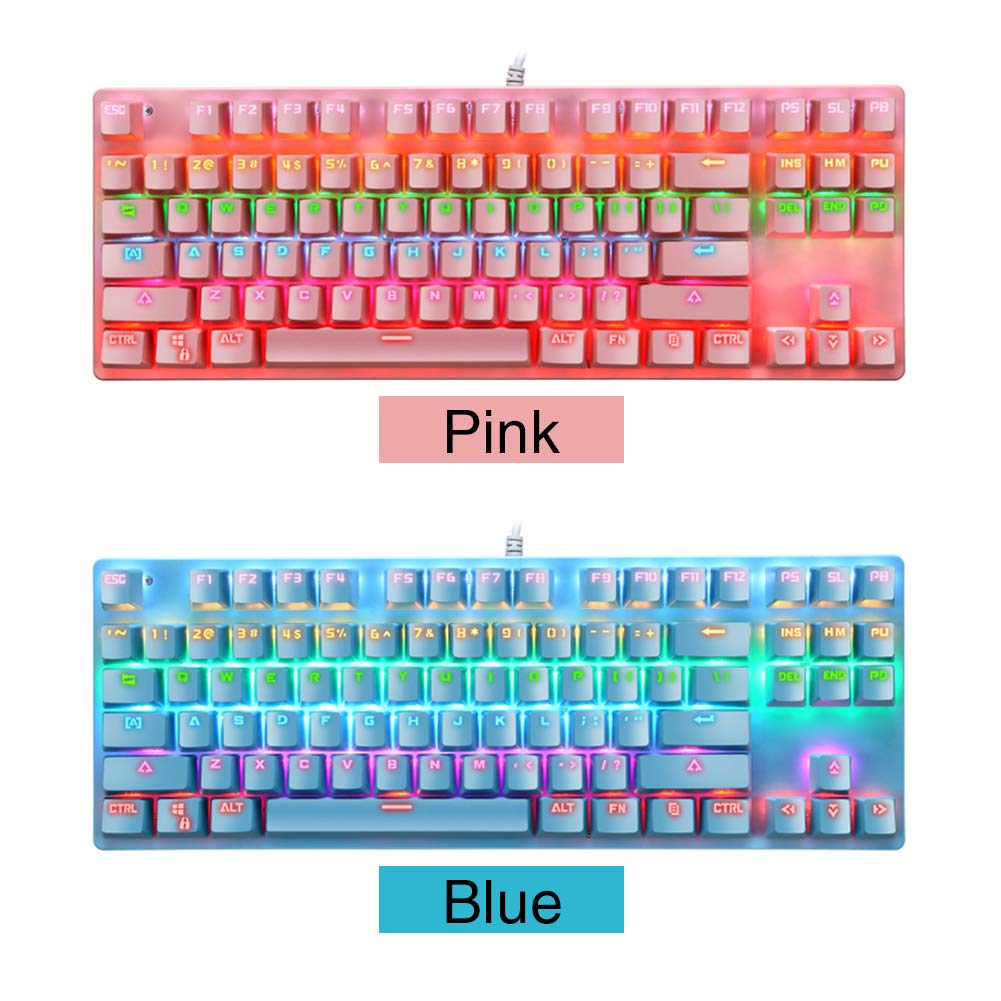 ZHANGLI 87 Keys Mechanical Keyboard, Colorful Backlit SUB Wired Gaming Keyboard for PC Typing, Typists, Gamers