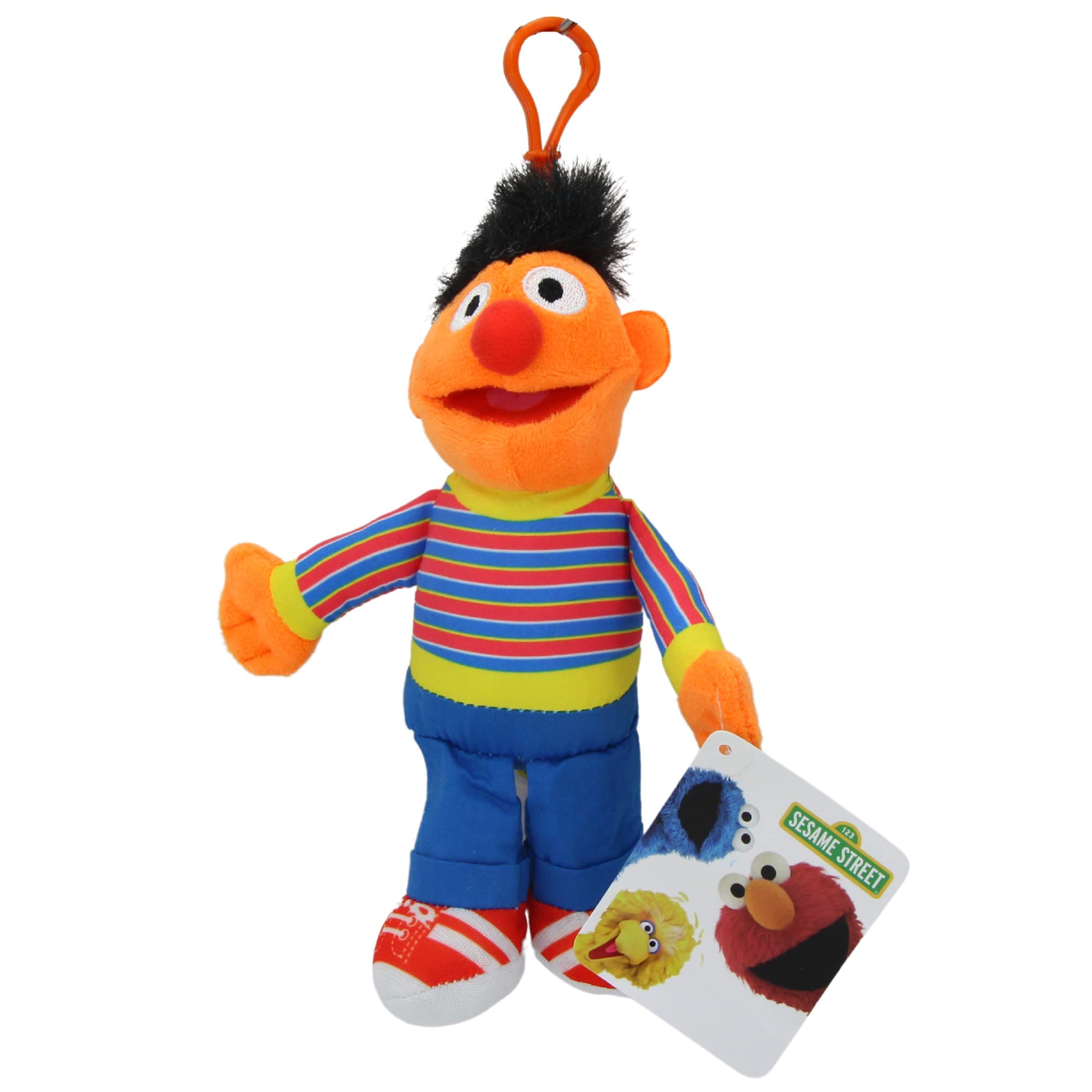 Sesame Street - Super Soft Gift Quality Plush Bag Clip/Key Clip 6619 Twin Pack - (8" 20cm Bert & 8" 20cm Ernie)
