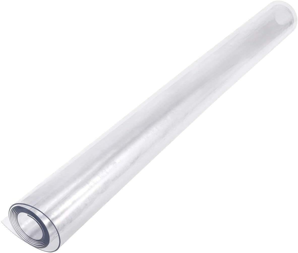 tonchean 2mm Thick Clear PVC Table Cover Protector 79 x 40inch Rectangular Plastic Tablecloth Desk Pad Plastic Table Cover, Waterproof & Easy Clean for Kitchen Wood Table